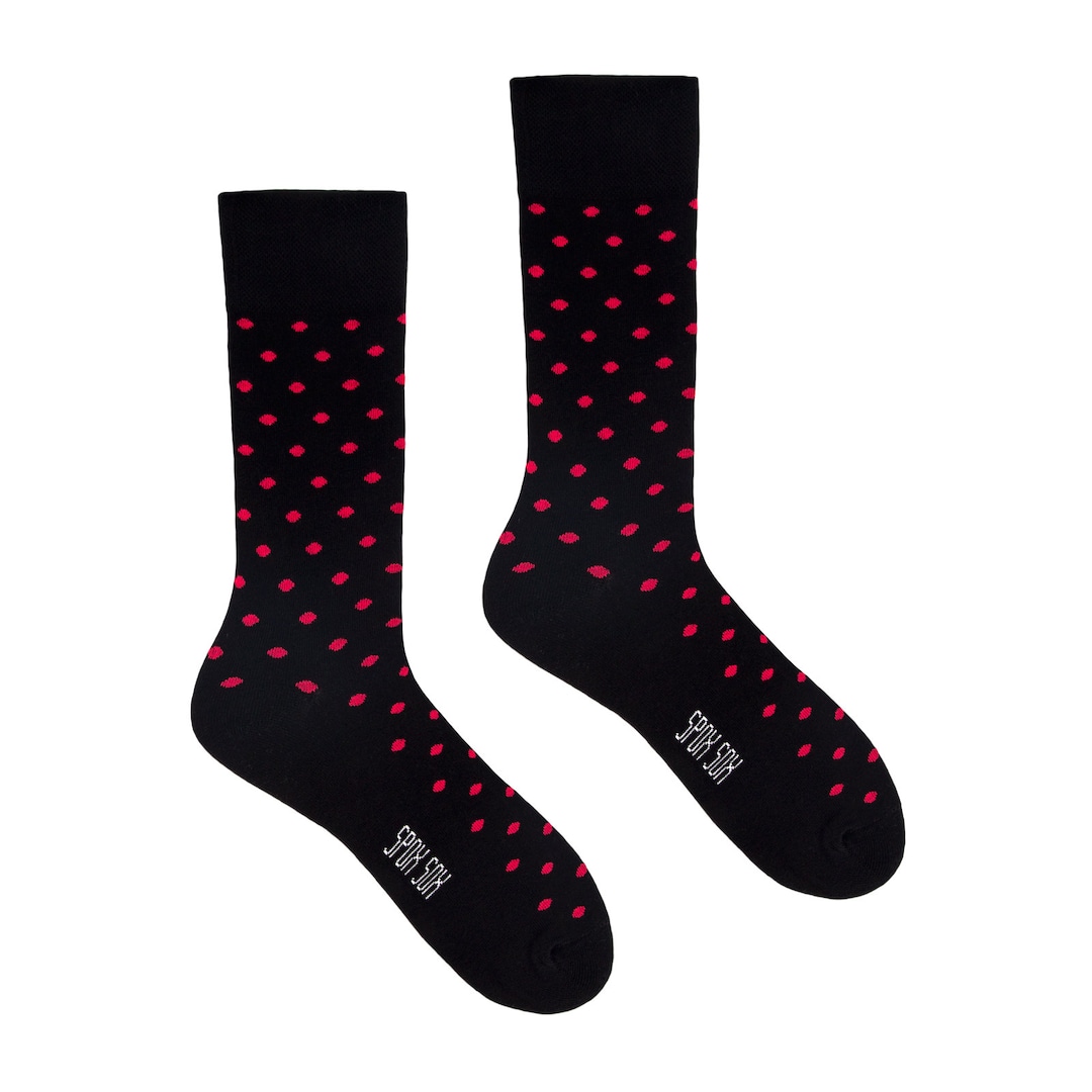 Red Polka Dots Socks Dress Socks Men Socks Cool Socks Elegant Socks ...