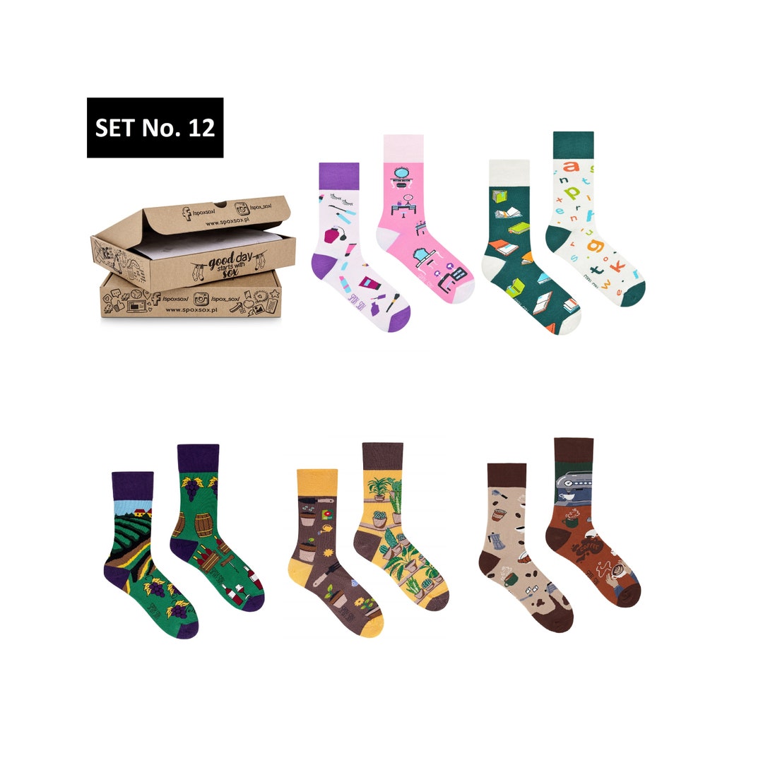 SET No.12 Set of Crazy Colorful Socks in the Box for Women Pack of Cool ...