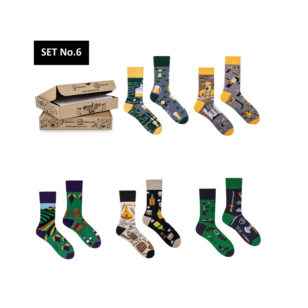 SET No.6 Set of Crazy Colorful Socks in the Box for Men Pack of Cool ...