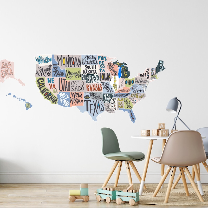 Map Wall Decal - Etsy