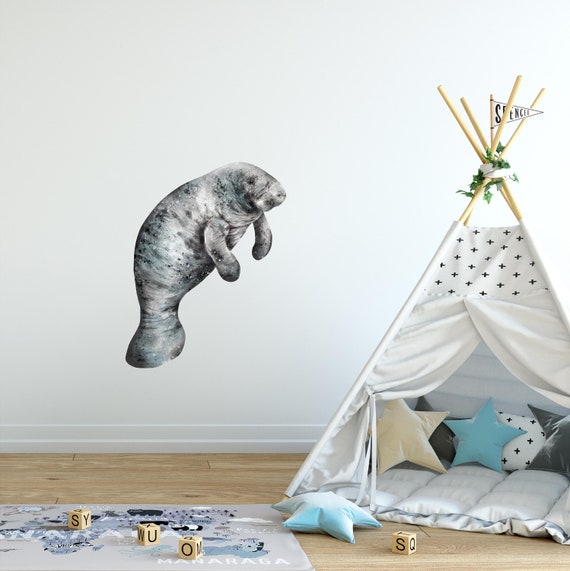 Watercolor Manatee Wall Decal Florida Manatee Wall Sticker | Etsy