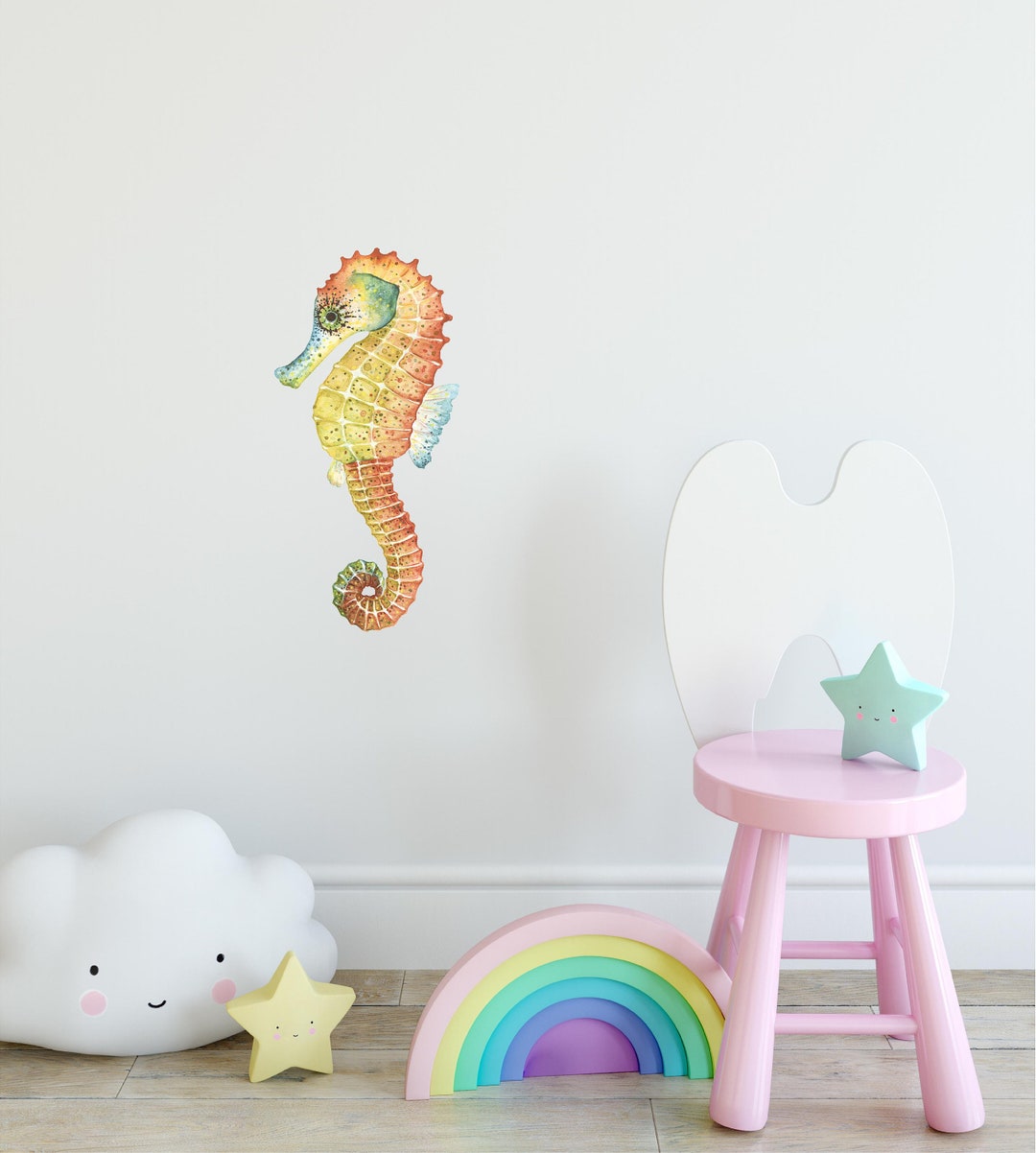 Colorful Seahorse Wall Decal Ocean Sea Life Removable Fabric Wall ...