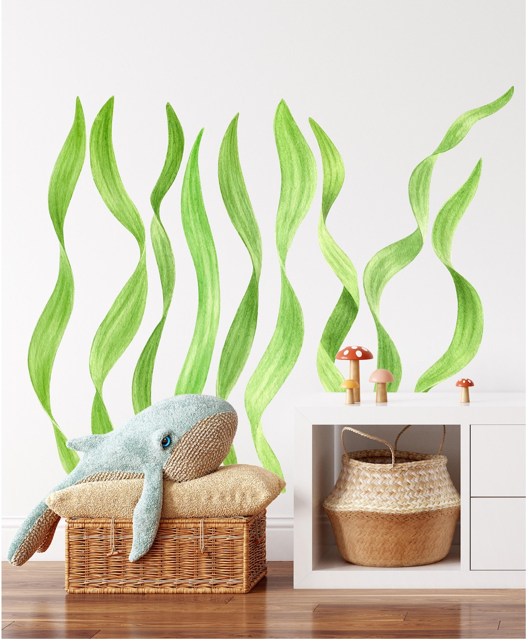 Light Green Seaweed Wall Decal Set of 9 Ocean Sea Removable Fabric Wall ...