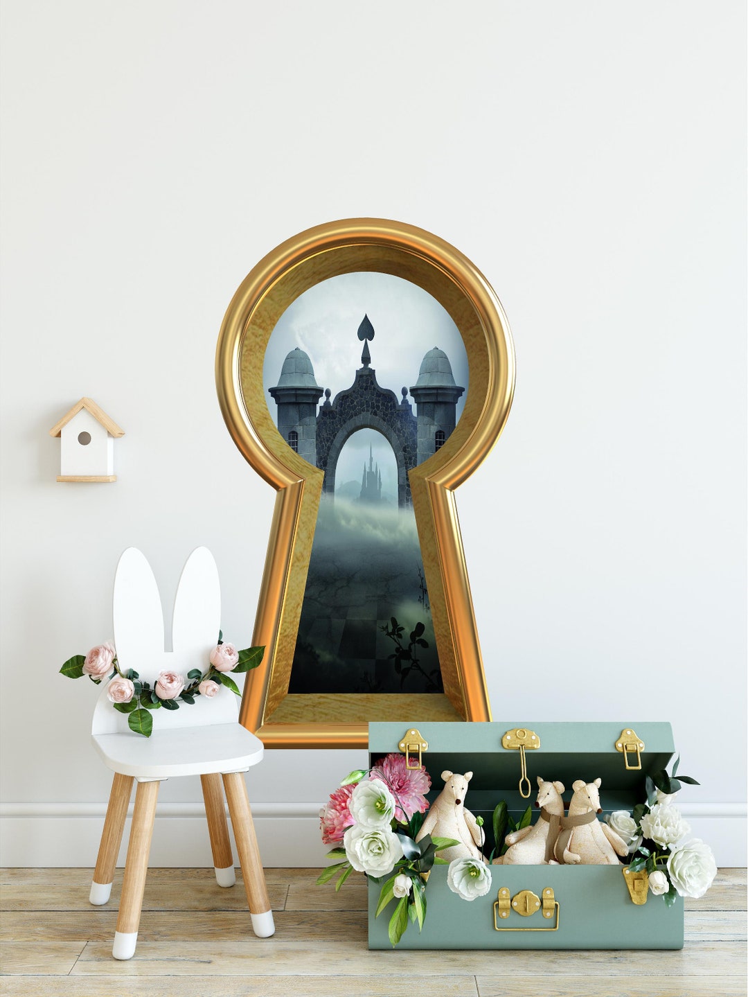 3d Keyhole Fabric Wall Decal - Queen of Spades Castle - Wonderland 3D ...