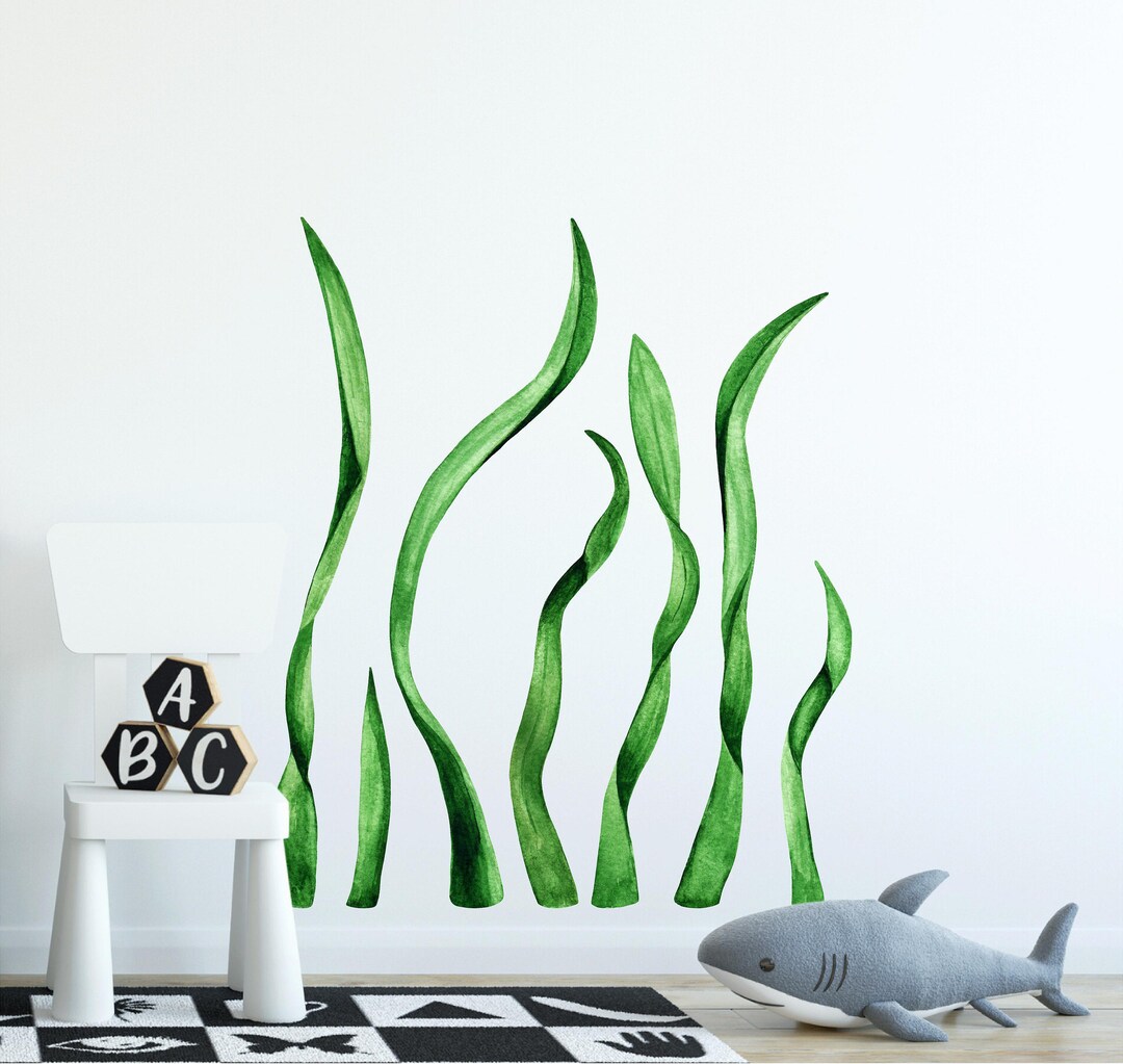 Dark Green Seaweed Set of 7 Wall Decal Ocean Sea Life Removable Fabric ...