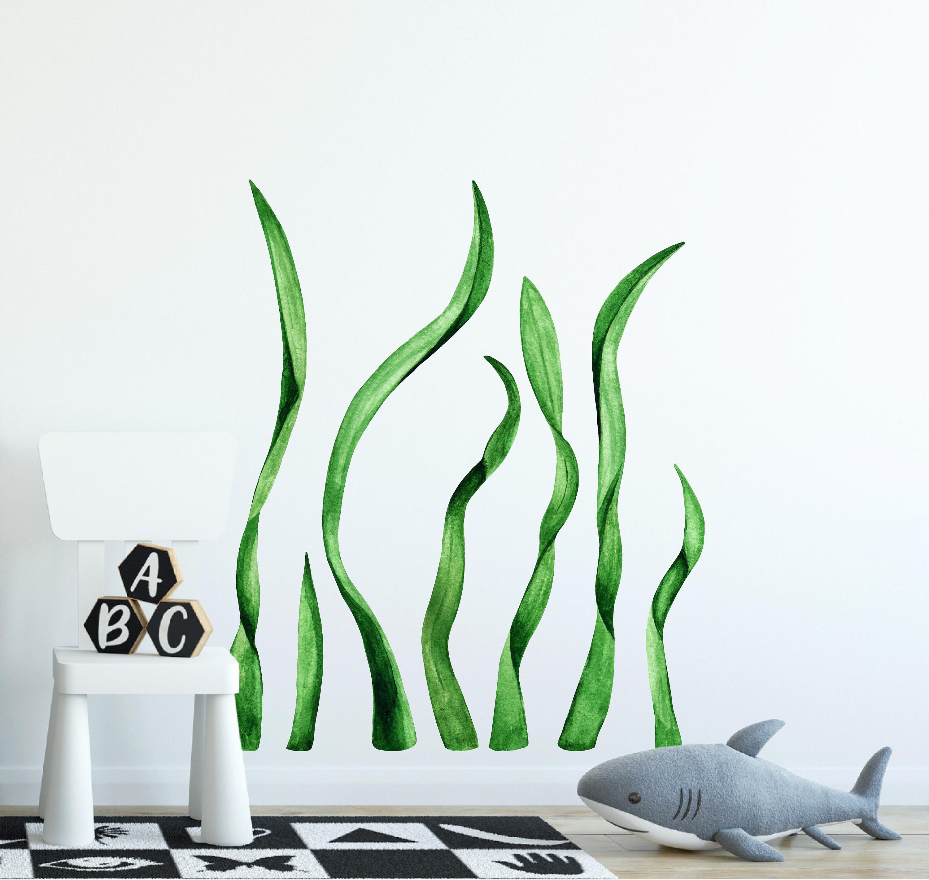 Dark Green Seaweed Set of 7 Wall Decal Ocean Sea Life Removable Fabric ...