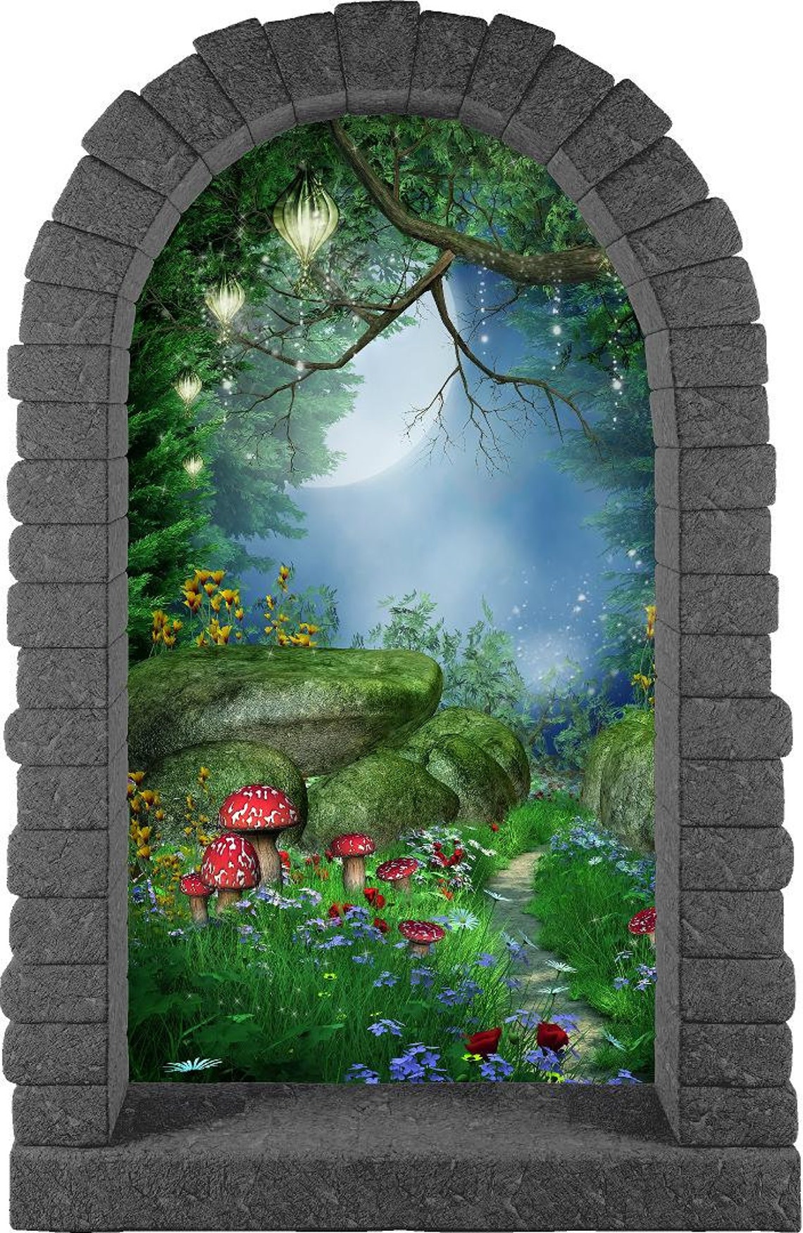 Rounded Stone Castle Window Wall Decal Enchanted Lantern - Etsy