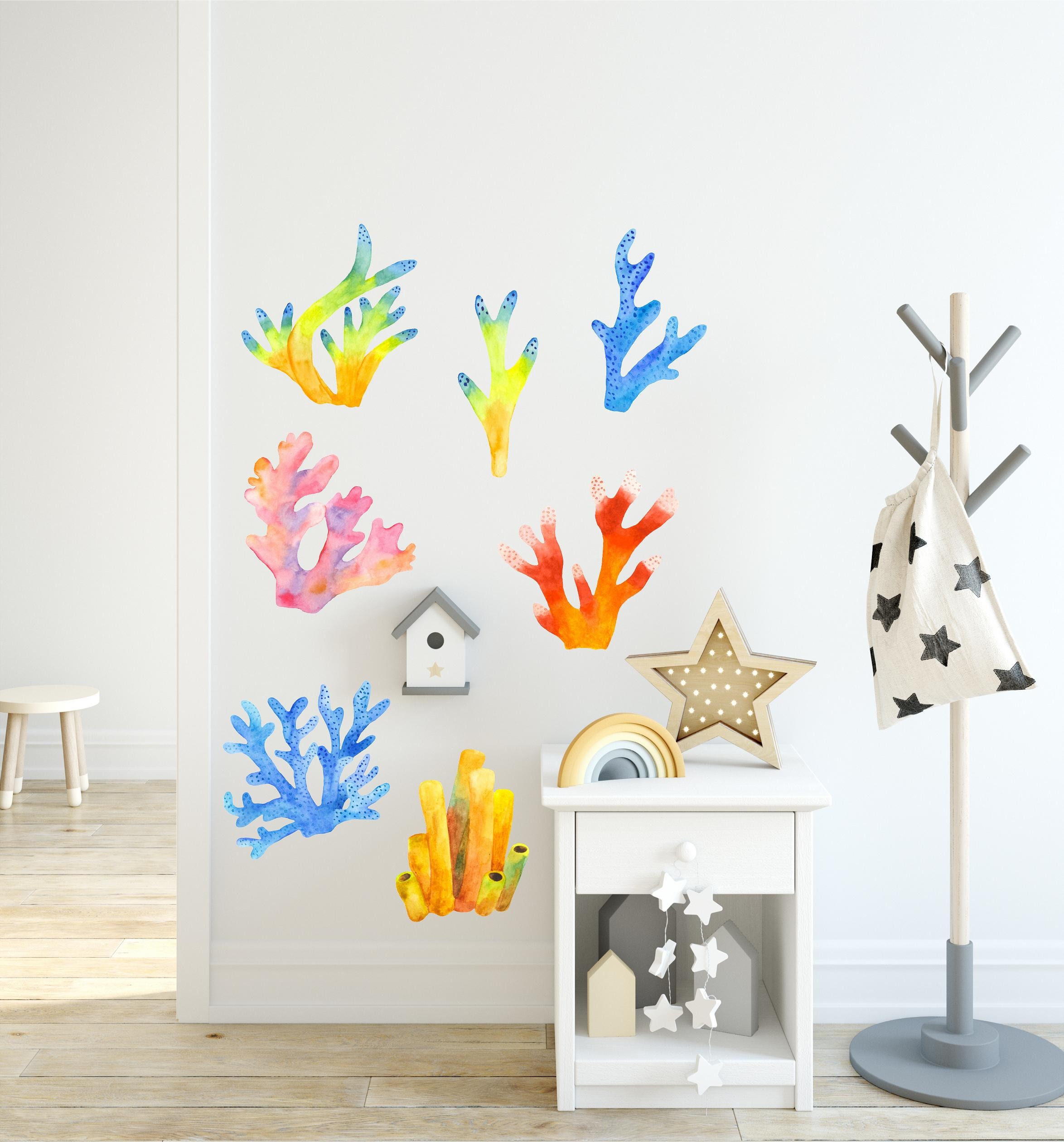 Watercolor Coral Reef Wall Decal Set of 7 Ocean Sea Life - Etsy