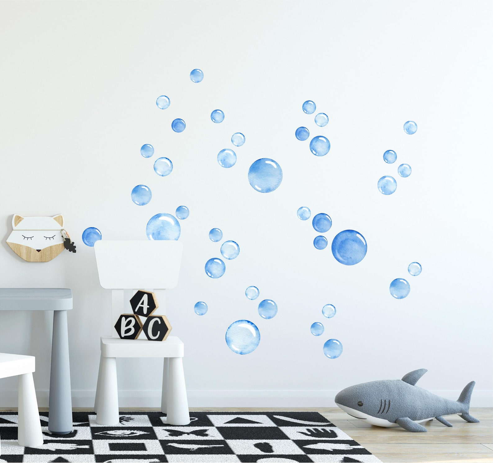 Watercolor Baby Blue Bubbles Wall Decal Set • Bubble Wall Sticker ...