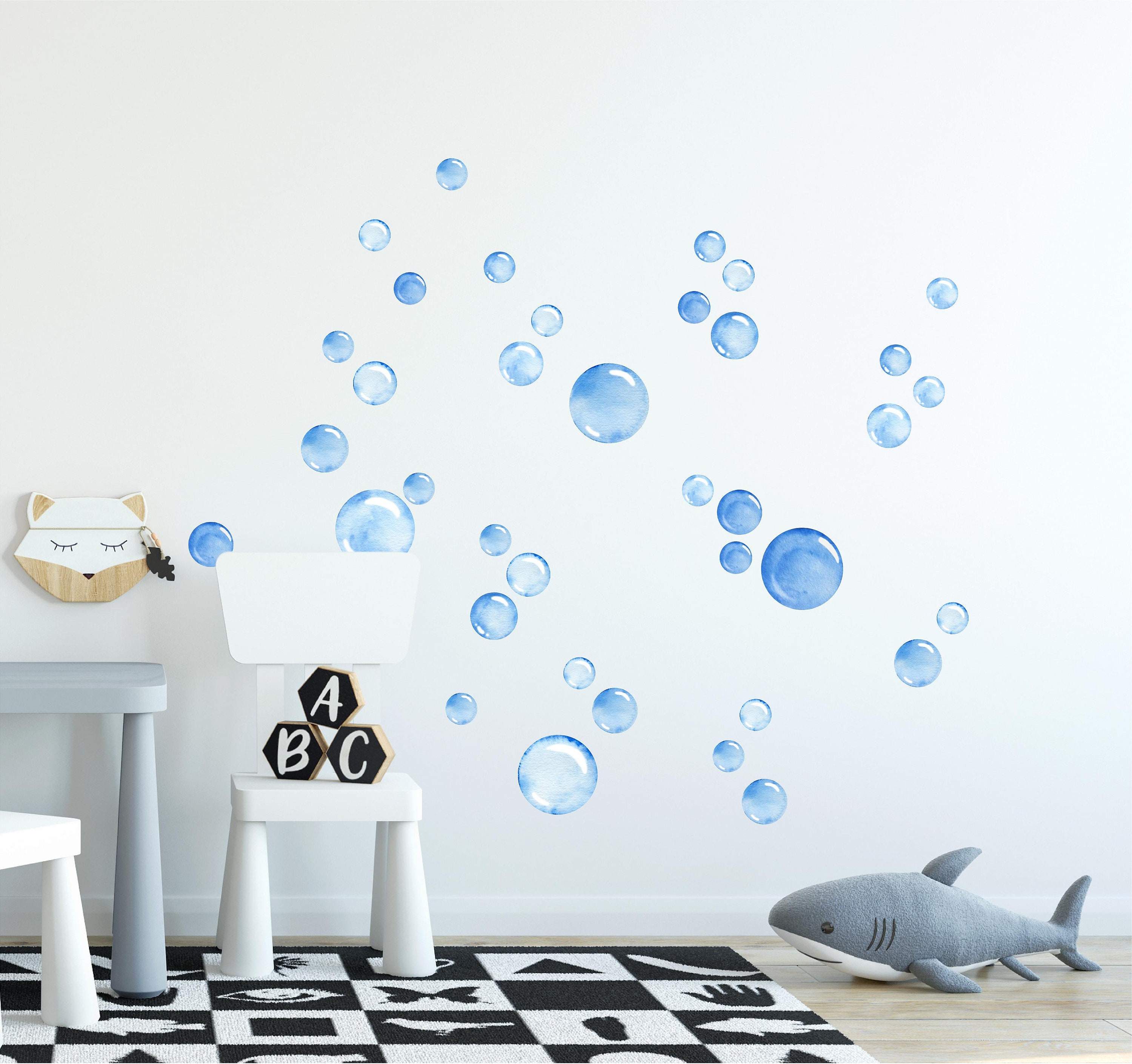 Watercolor Baby Blue Bubbles Wall Decal Set Bubble Wall - Etsy