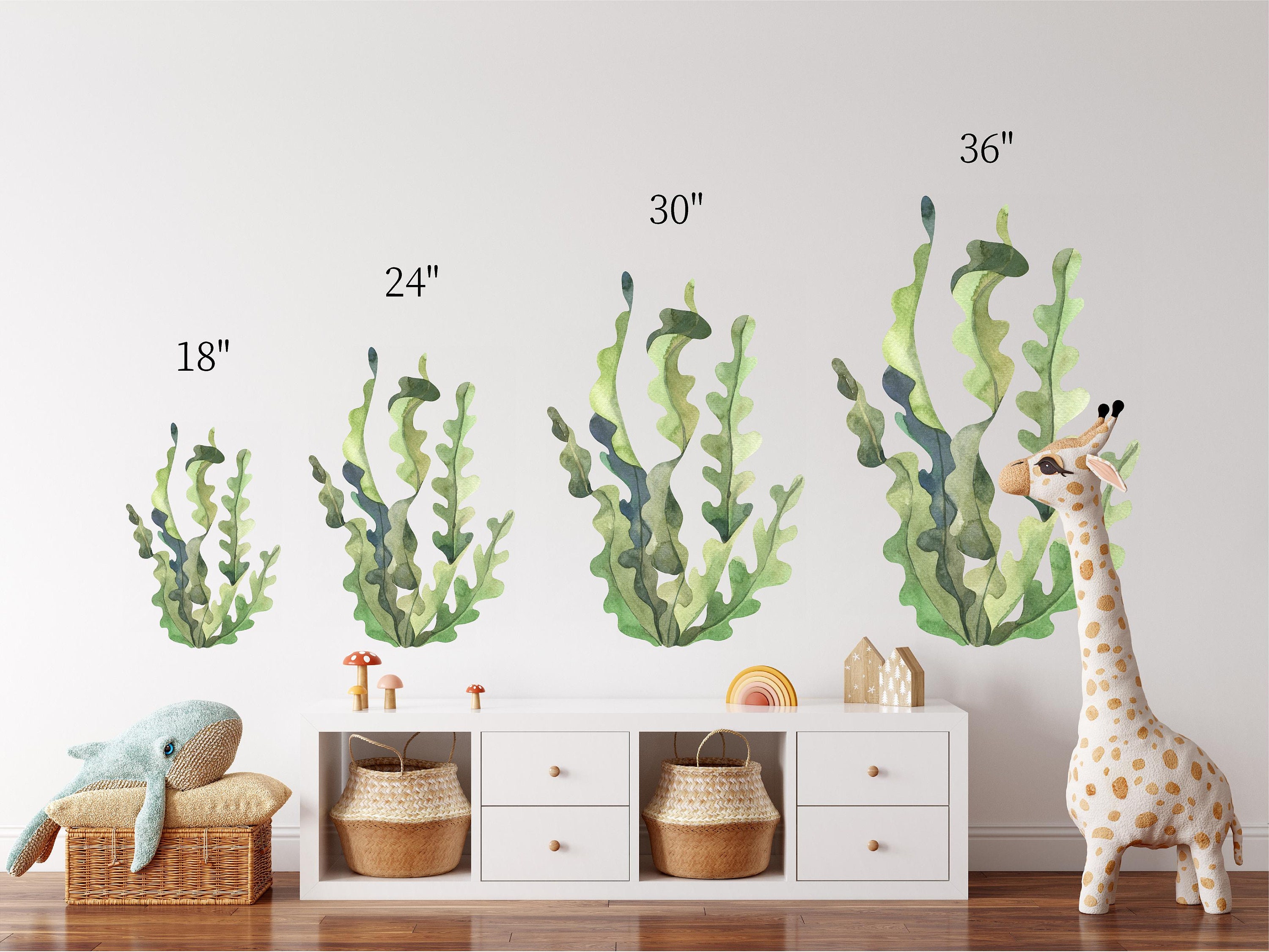 Green Algae Seaweed Wall Decal Removable Wall Sticker - Ocean Sea ...