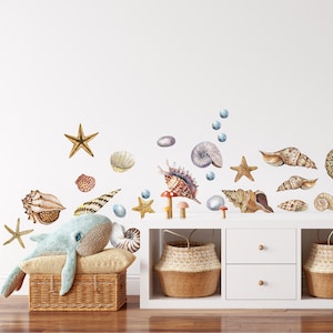 Beach Seashells Wall Decal Set Nautical Ocean Sea Shells Starfish Wall ...