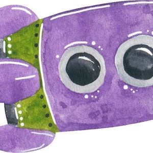Watercolor Purple Spaceship Wall Decal Space Rocket Wall Sticker Space ...