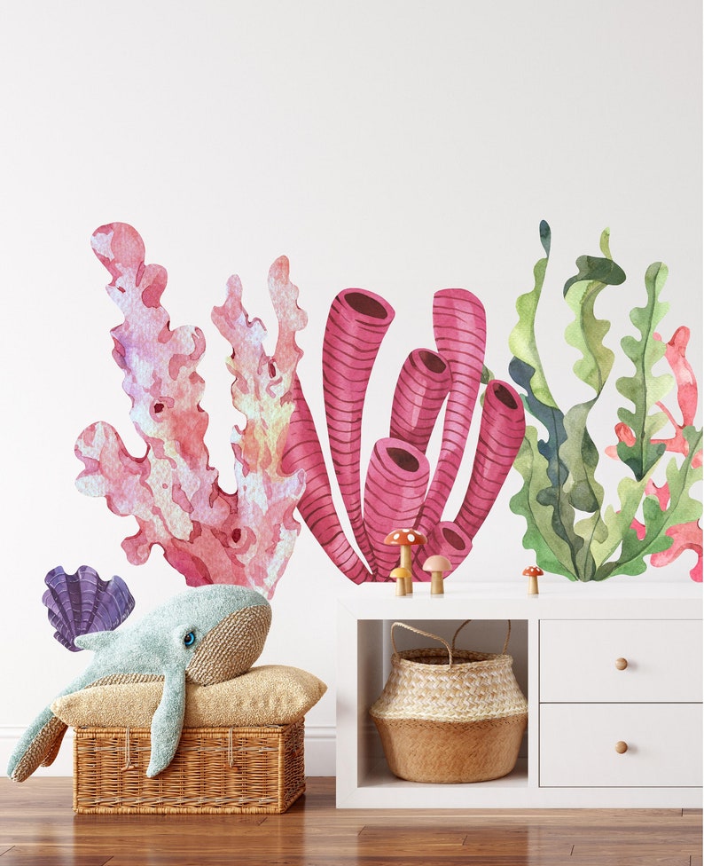Seaweed & Coral #2 Fabric Wall Decal Set of 9 | Ocean Nursery Decor ...