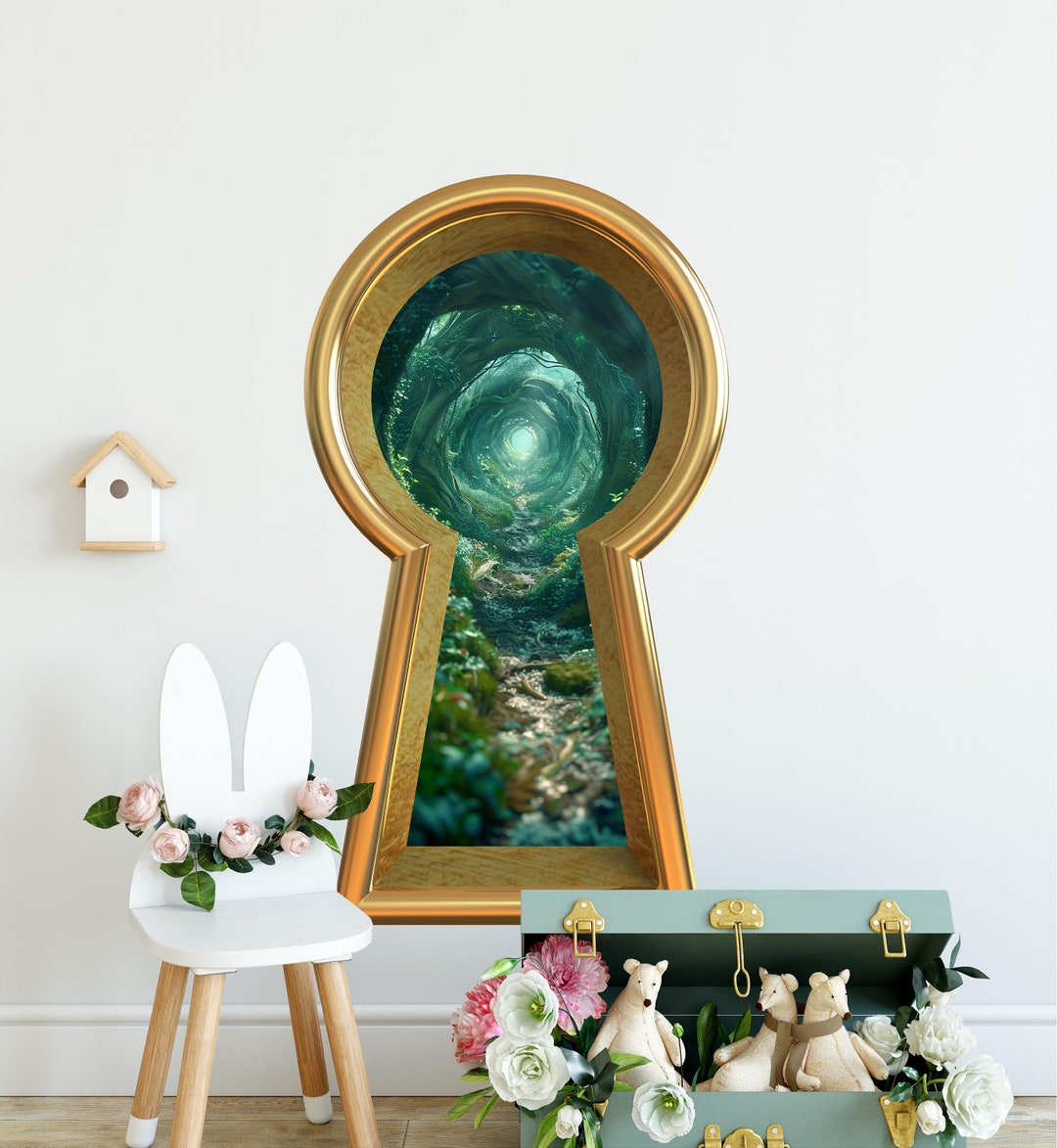 3D Keyhole Fabric Wall Decal - Path Through the Rabbit Hole - Removable ...