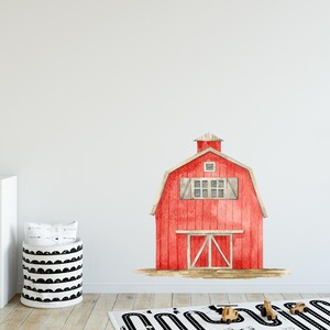 Red Barn Farm Wall Decal Watercolor Barn Removable Fabric Wall Sticker ...