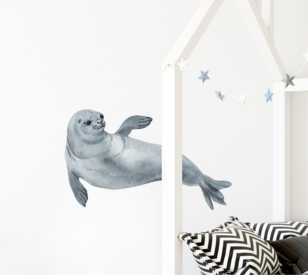 Watercolor Hawaiian Monk Seal Wall Decal Ocean Sea Life Removable ...