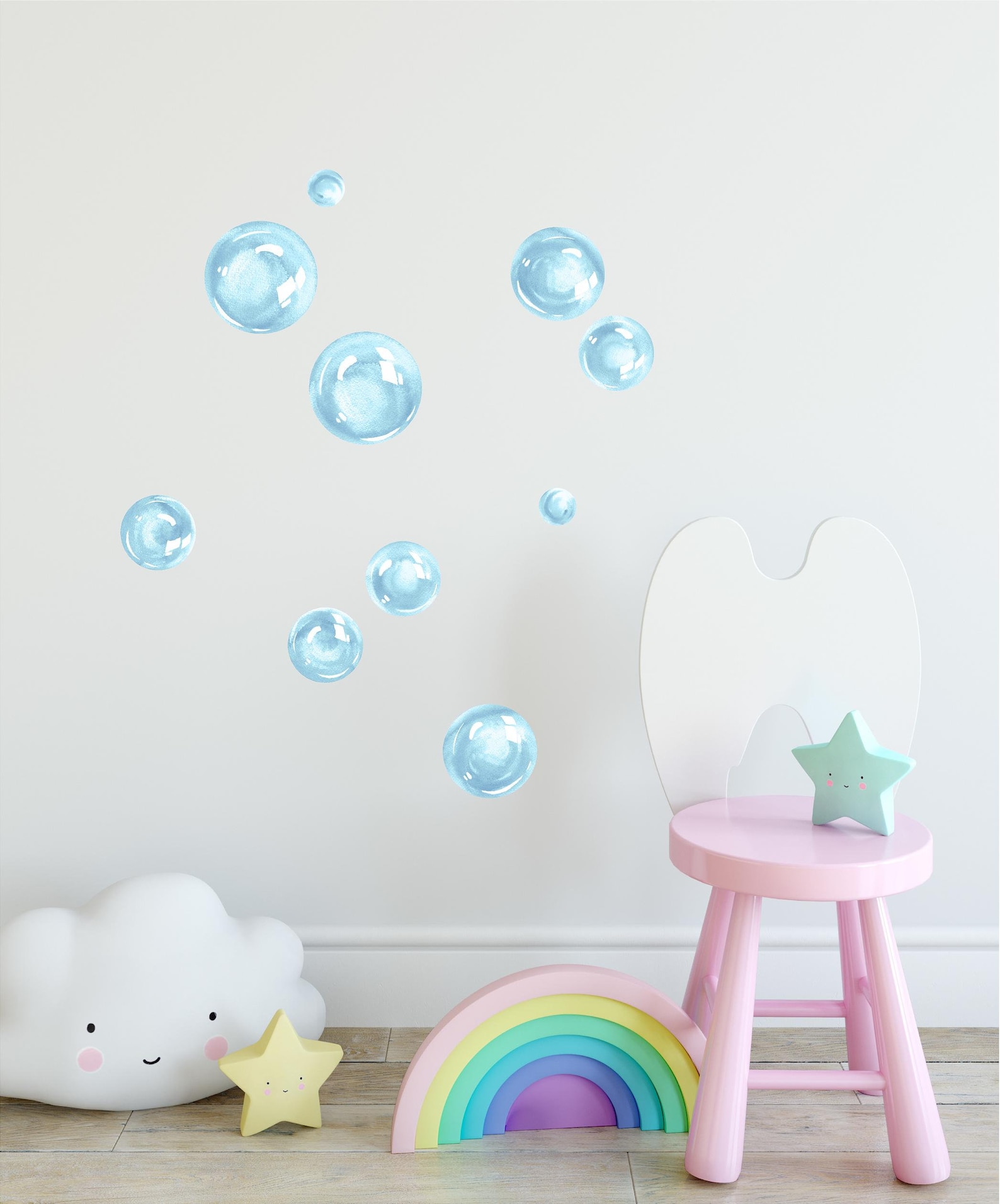 Watercolor Blue Bubbles Wall Decal Set Ocean Sea Bubble Fabric Wall ...