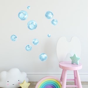 Watercolor Blue Bubbles Wall Decal Set Ocean Sea Bubble Fabric Wall ...