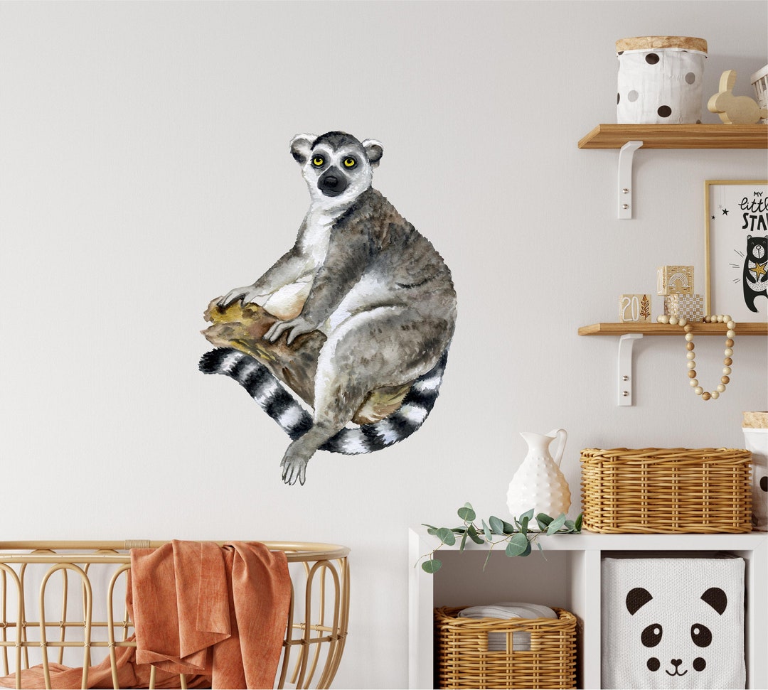 Ring-tailed Lemur #3, Lemur Wall Decal, Lemur Wall Sticker, Safari ...