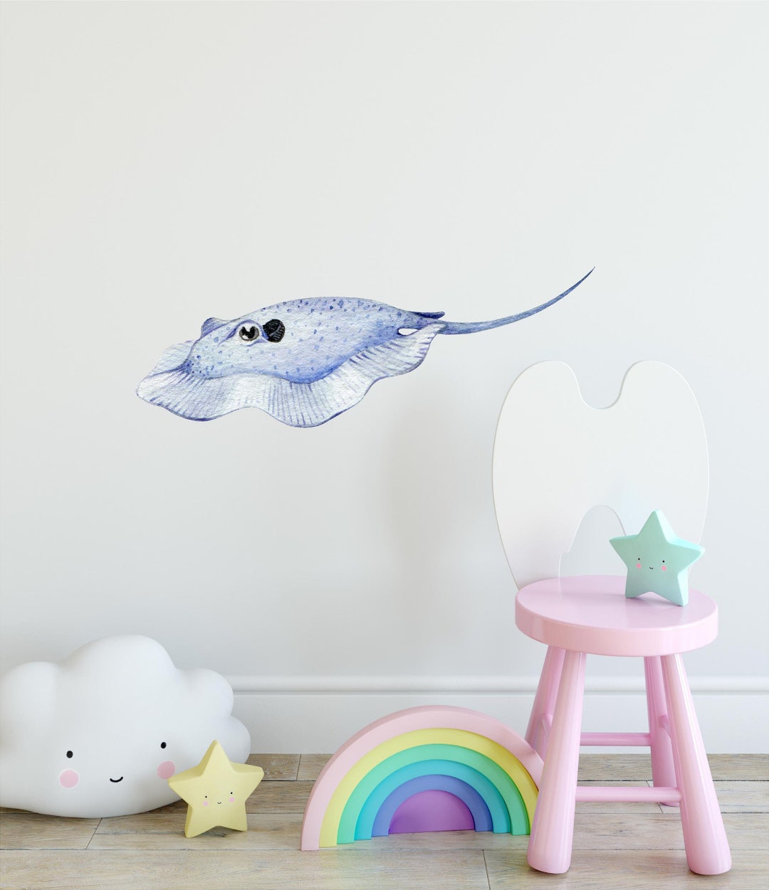 Watercolor Stingray #2 Wall Decal Ocean Sea Life Removable Fabric Wall ...