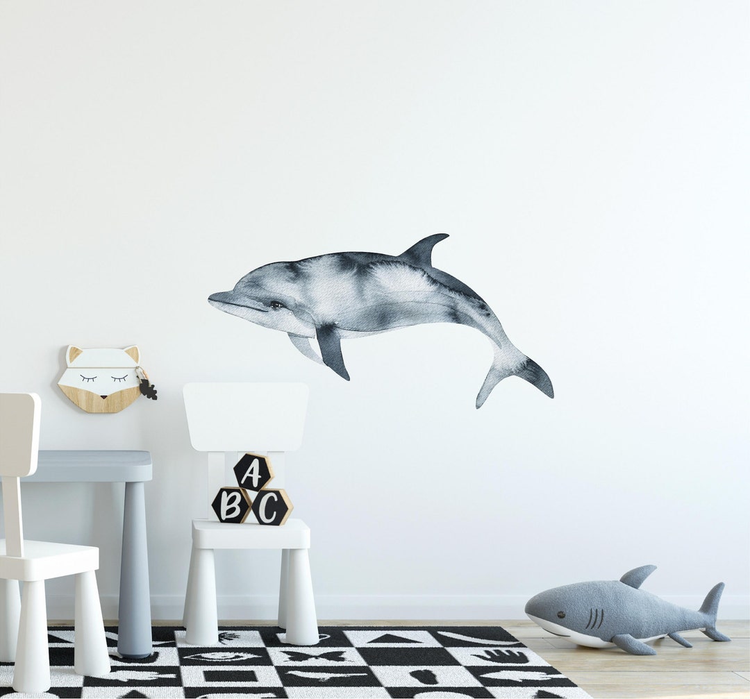 Oceanic Dolphin Wall Decal Ocean Sea Life Removable Fabric Wall Sticker ...