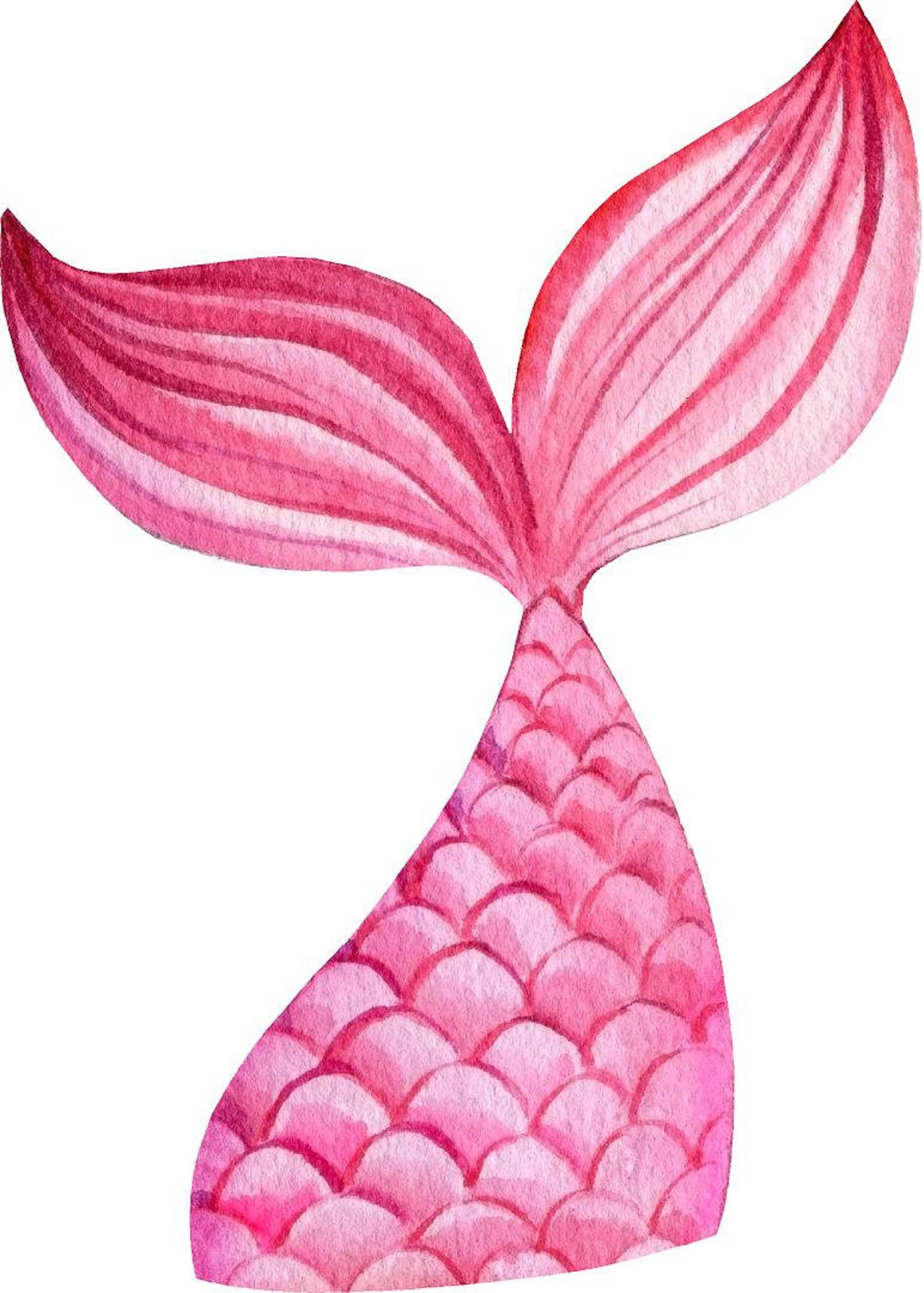 Mermaid Tail 3 Wall Decal Pink Watercolor Mermaid Fish Tail | Etsy