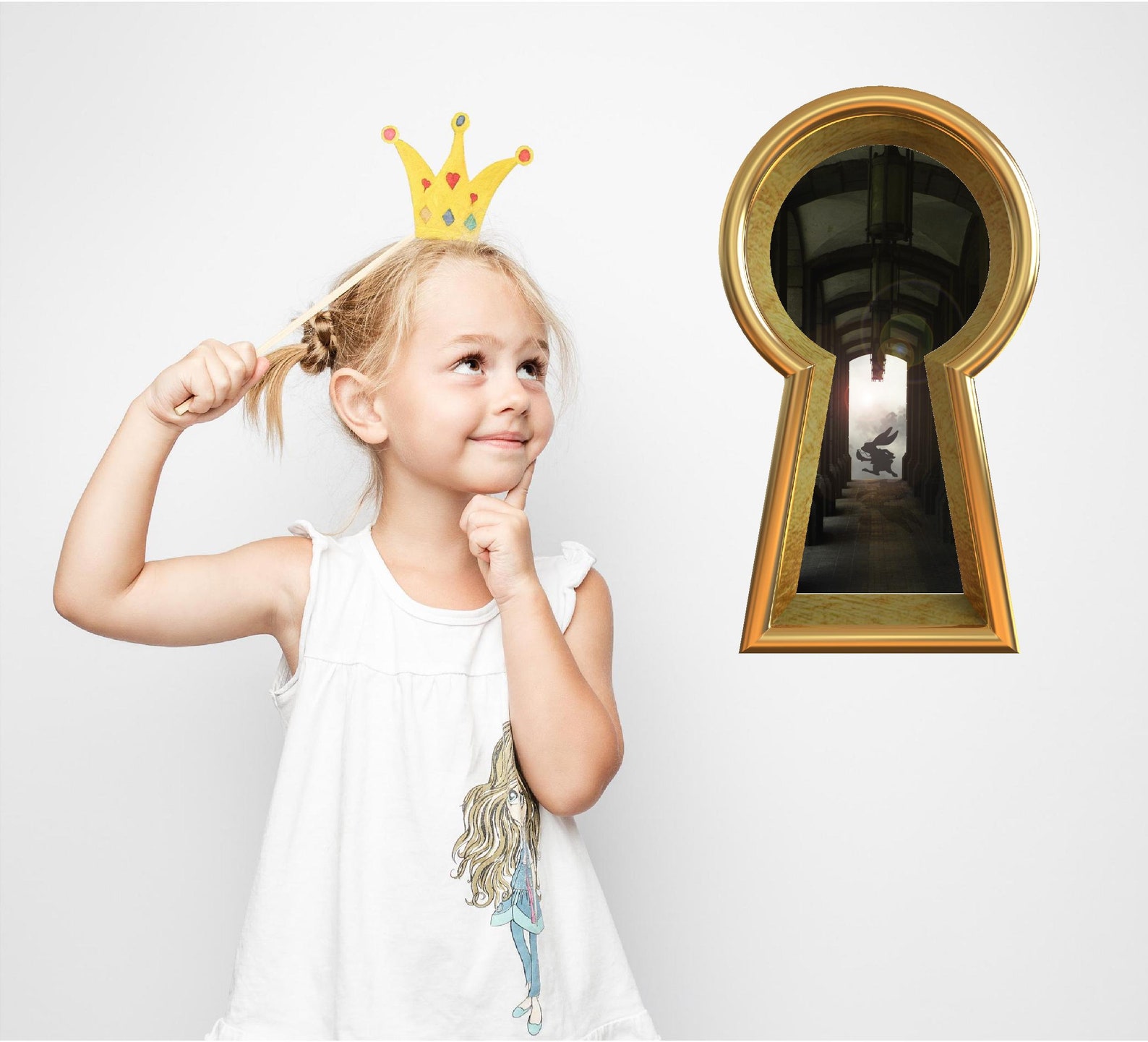 Rabbit Running Late Keyhole Wall Decal White Rabbit Wonderland - Etsy