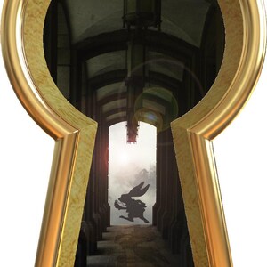 Rabbit Running Late Keyhole Wall Decal White Rabbit Wonderland - Etsy