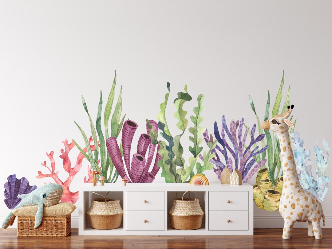 Seaweed & Coral Fabric Wall Decal Set of 9 | Ocean Nursery Decor | Sea ...