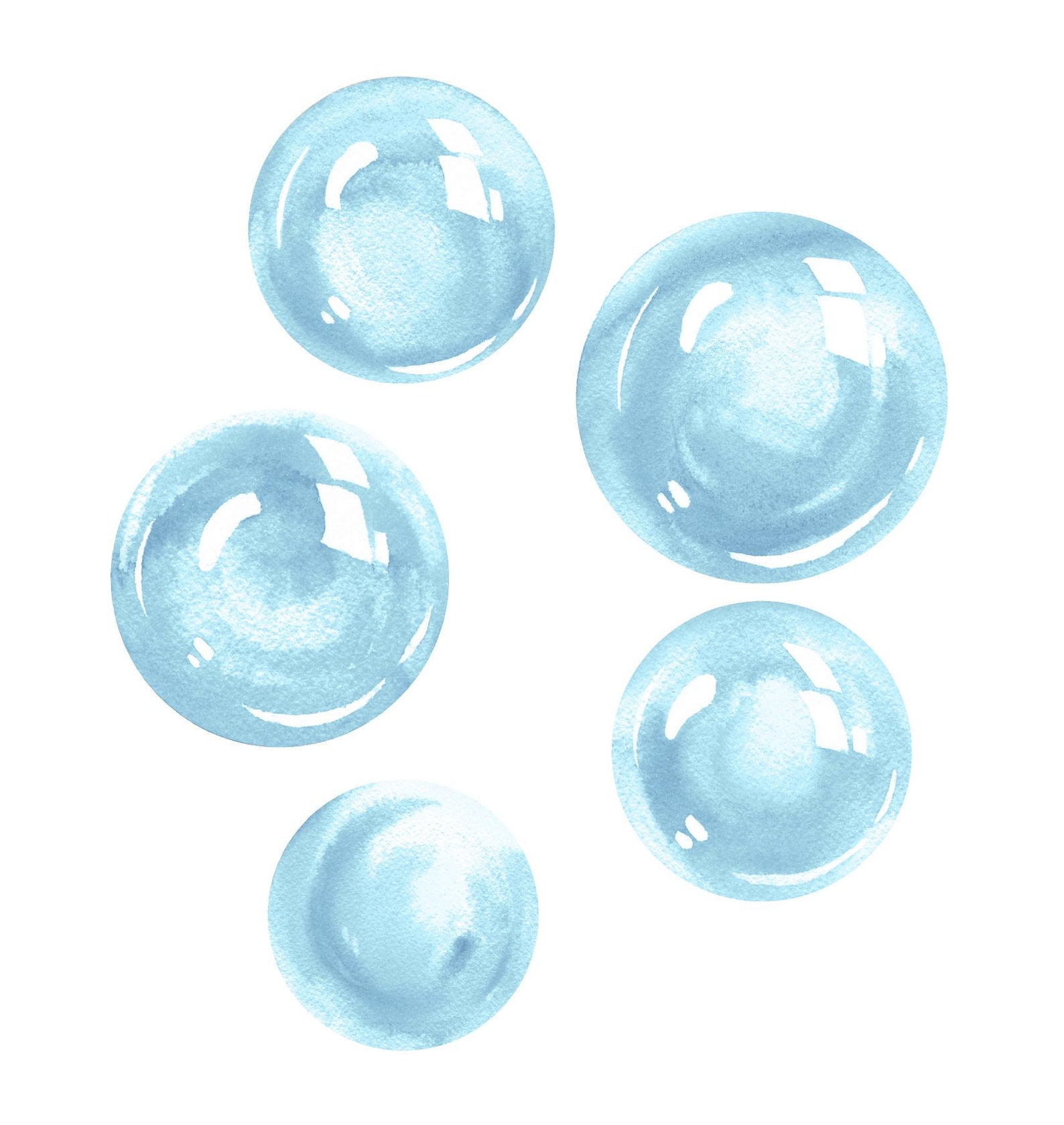 Watercolor Blue Bubbles Wall Decal Set Ocean Sea Bubble Wall | Etsy