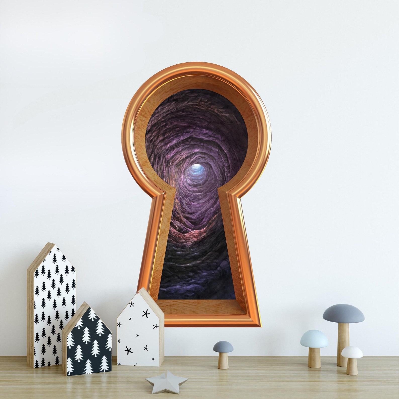 3d Keyhole Fabric Wall Decal - Down the Rabbit Hole - 3D Keyhole Wall ...