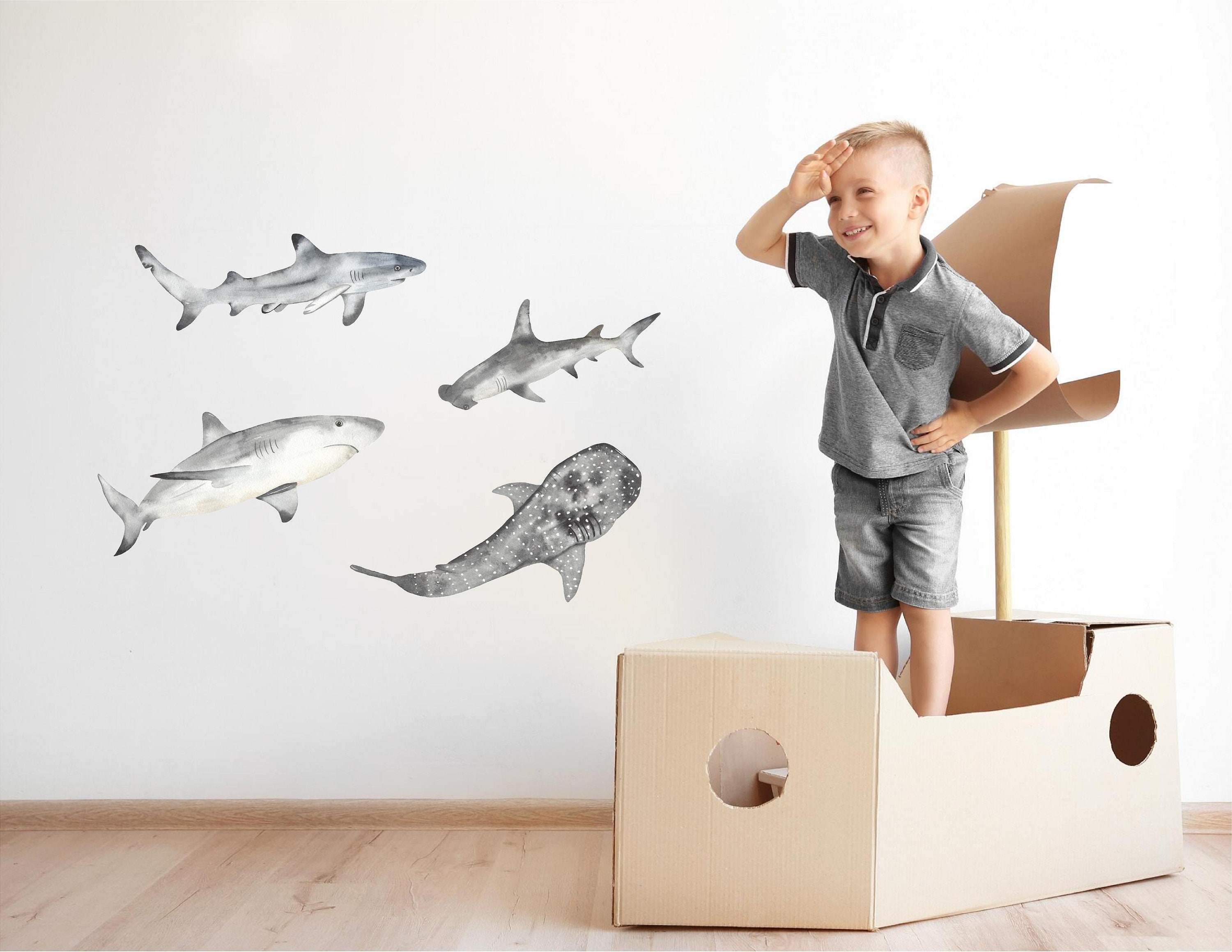 Gray Marine Life Set 1 Wall Decal Ocean Fish Hammerhead | Etsy