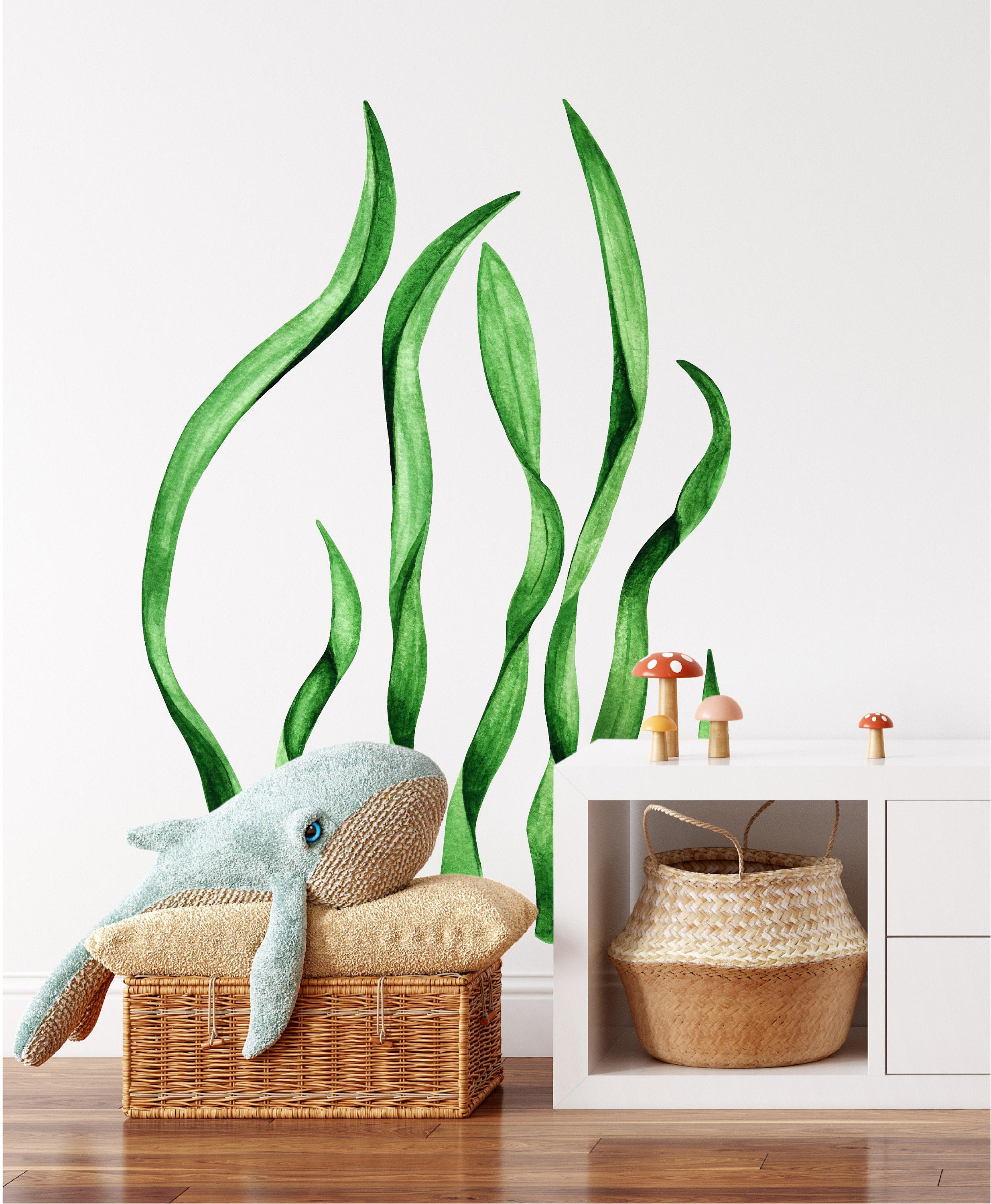 Dark Green Seaweed Set of 7 Wall Decal Ocean Sea Life Removable Fabric ...