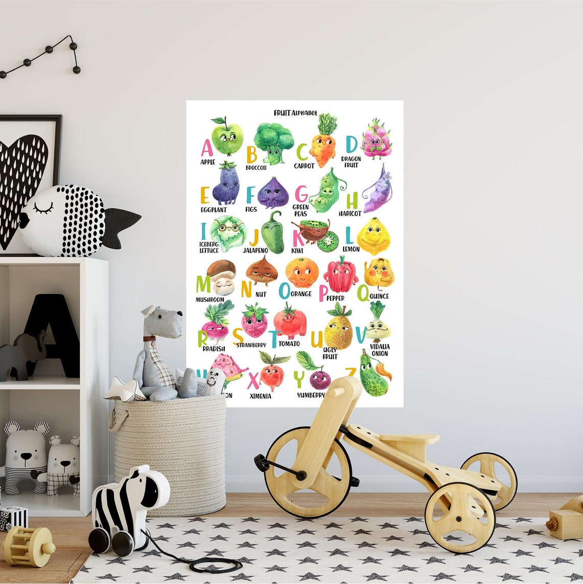 Alphabet Decal | Watercolor Fruit & Vegetables Alphabet Wall Decal ...