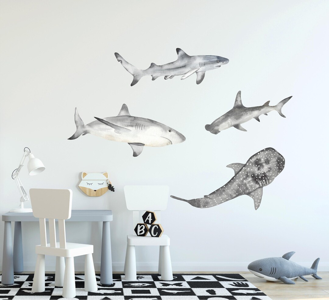 Gray Marine Life Set #1 Wall Decal Ocean Sea Life Removable Fabric Wall ...