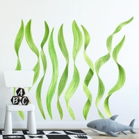 Watercolor Seaweed Wall Decal Ocean Sea Life Algae Removable Fabric ...