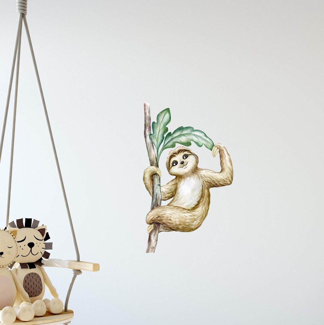 Sloth #4 Wall Decal Tropical Rain Forest Animal Wall Sticker Removable ...