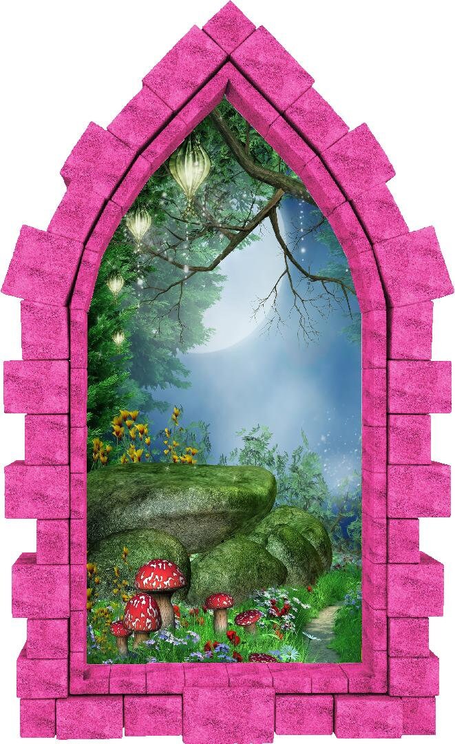 Fantasy Lantern Forest Castle Window Wall Decal 3D Wall | Etsy