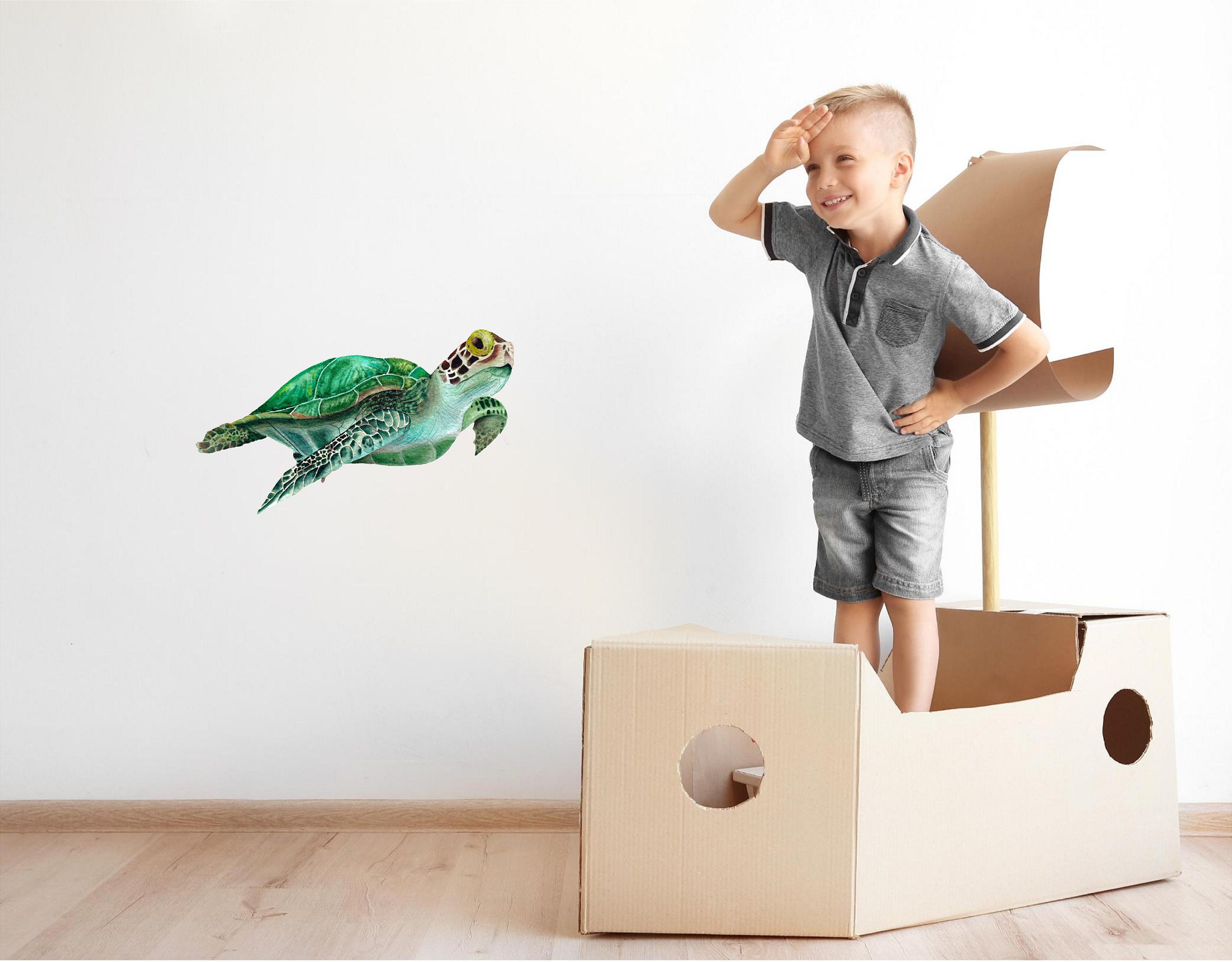 Watercolor Green Sea Turtle Wall Decal Ocean Sea Life Removable Fabric ...