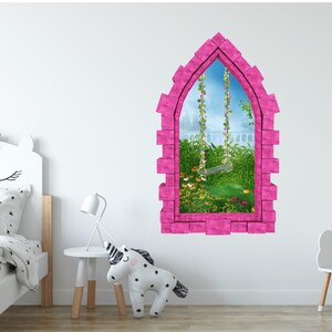 Enchanted Flower Swing Castle Window Wall Decal 3D Wall Sticker Fairy ...