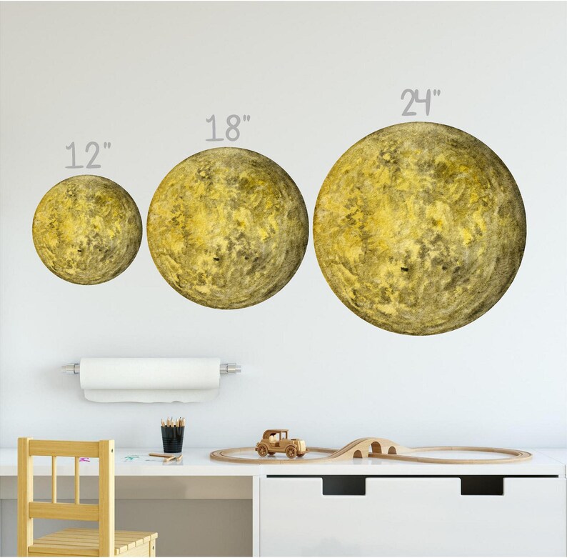 Planet Mercury Watercolor Wall Decal Sticker Solar System - Etsy