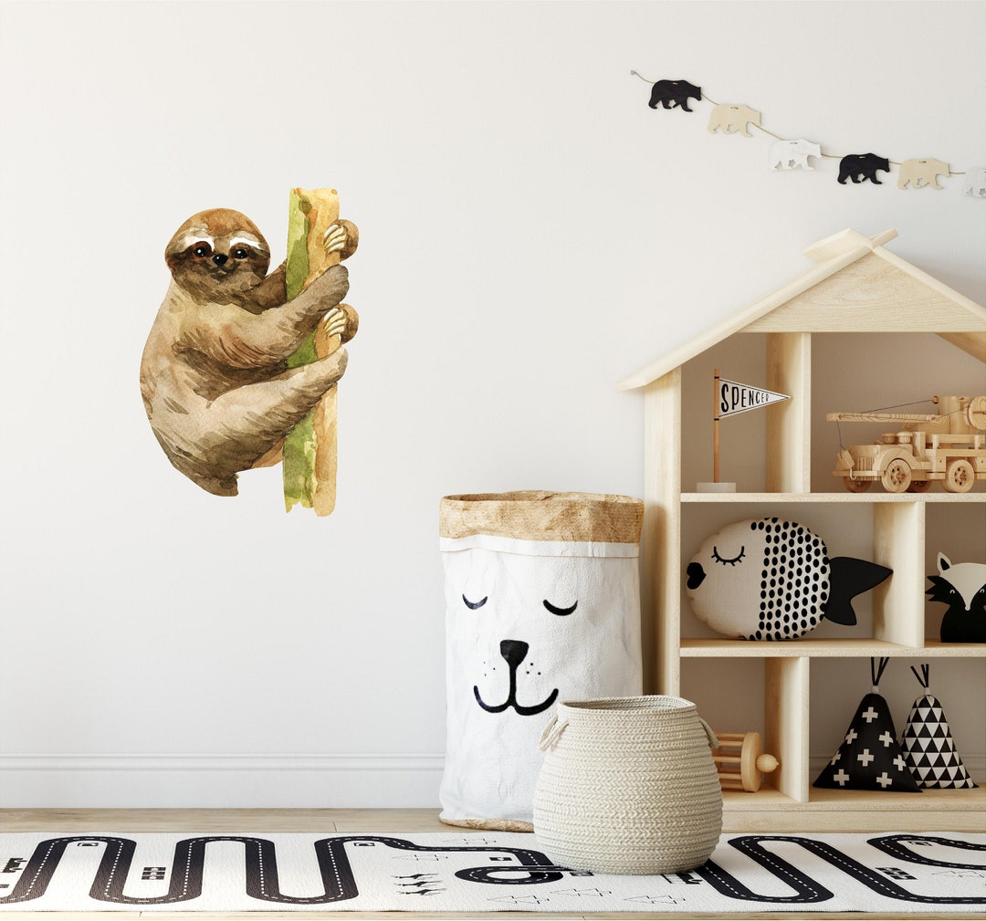 Sloth #3 Wall Decal Tropical Rain Forest Animal Wall Sticker Sloth on ...