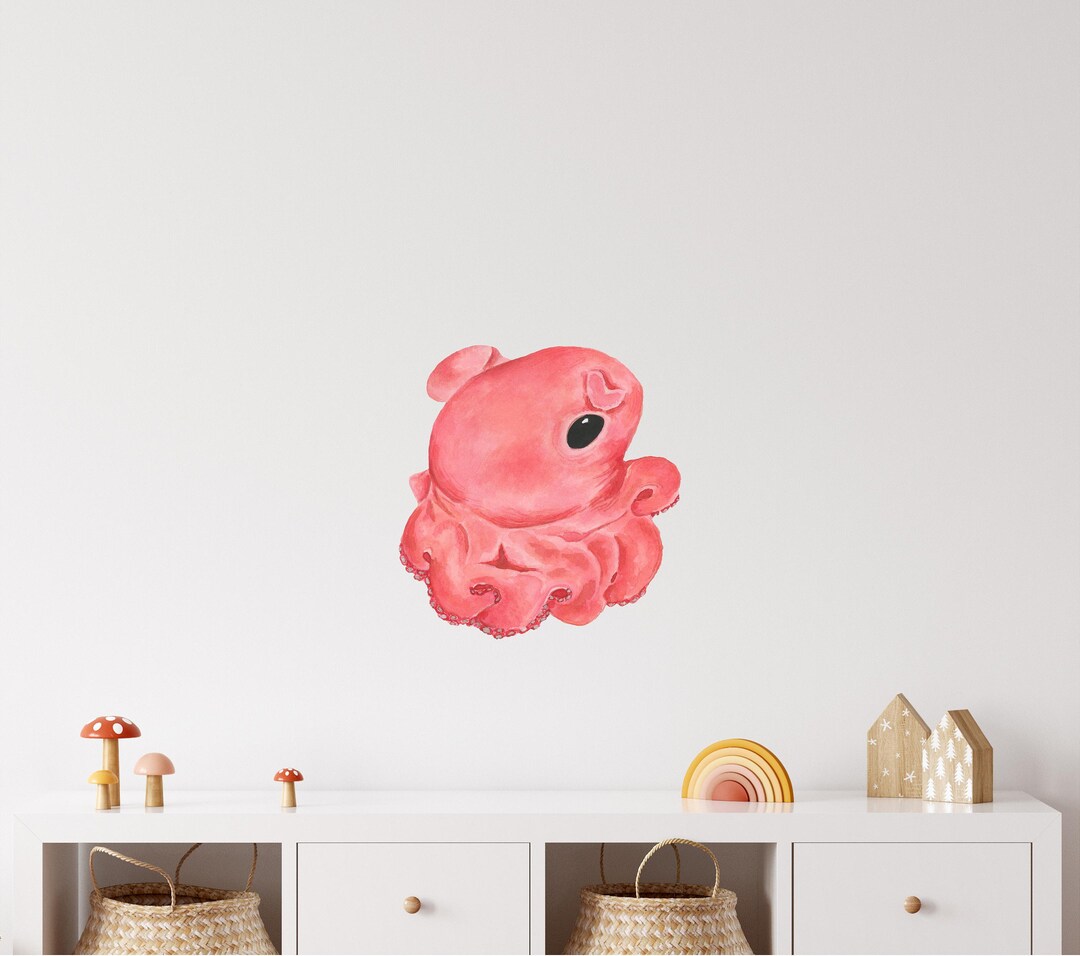 Baby Dumbo Octopus Wall Decal Watercolor Octopus Removable - Etsy