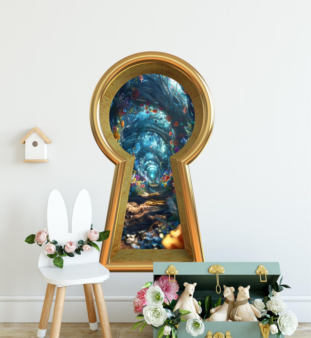 3D Keyhole Fabric Wall Decal - Flower Path Through the Rabbit Hole ...
