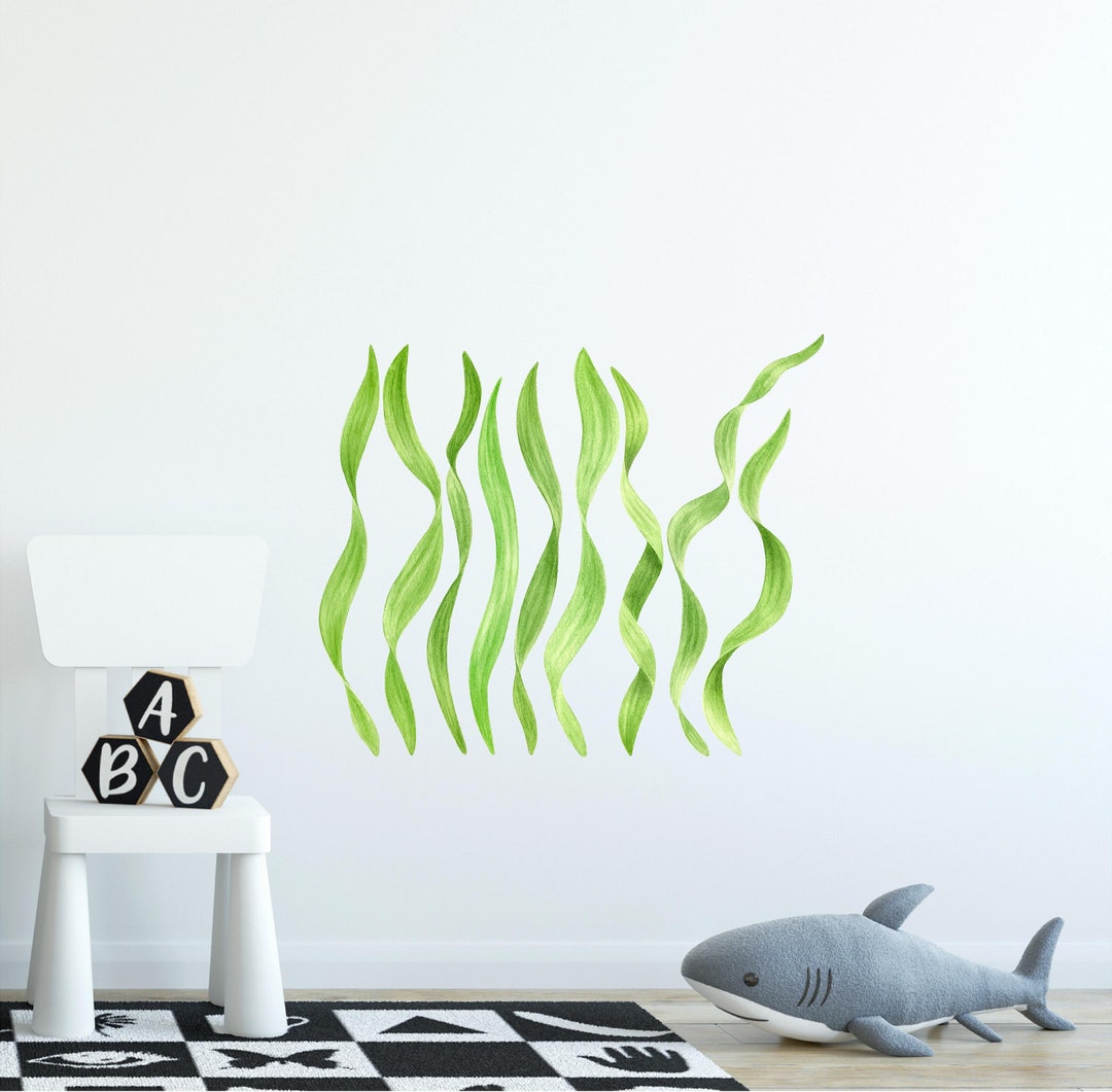 Light Green Seaweed Set of 9 Wall Decal Ocean Sea Life Removable Fabric ...