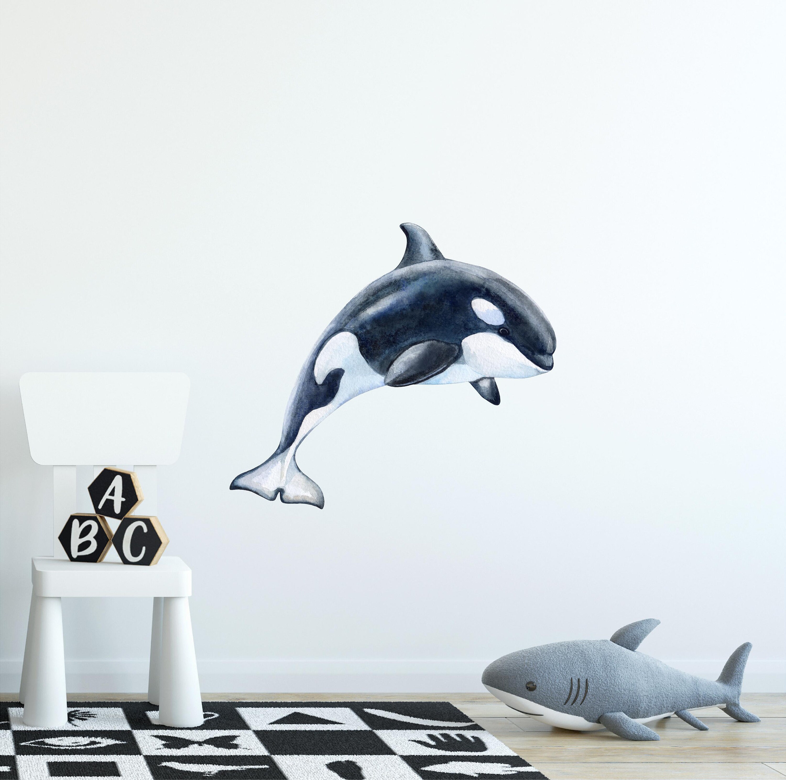 Watercolor Killer Whale 3 Wall Decal Removable Fabric Vinyl - Etsy