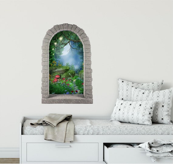 Rounded Stone Castle Window Wall Decal Enchanted Lantern | Etsy