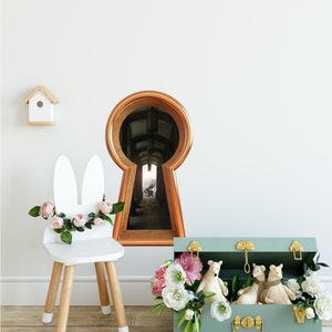 Rabbit Running Late Keyhole Wall Decal White Rabbit Wonderland ...