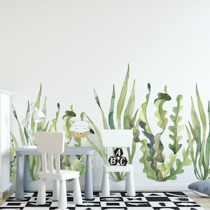 Seaweed Fabric Wall Decal Set of 7 | Green Seaweed Algae Decal | Under ...